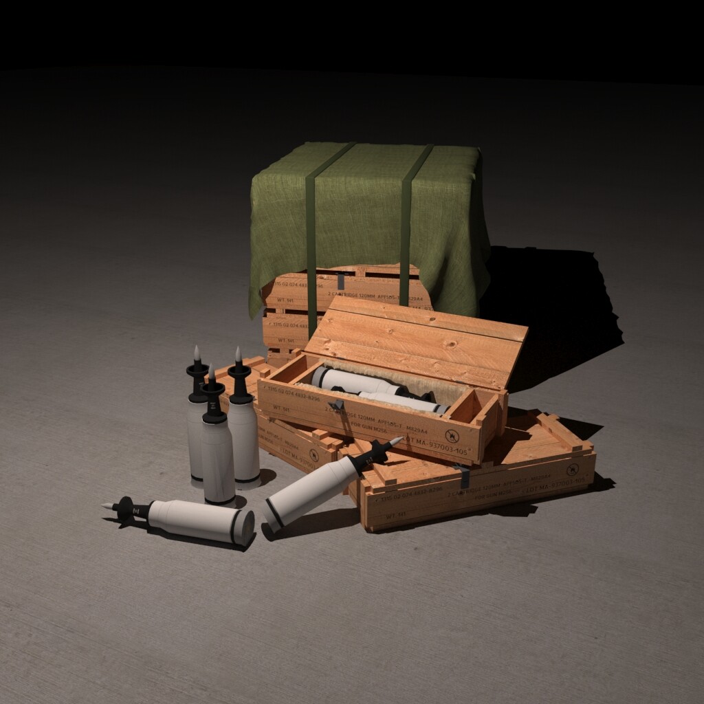 ArtStation - Stack of 120MM Tank Ammunition Crates