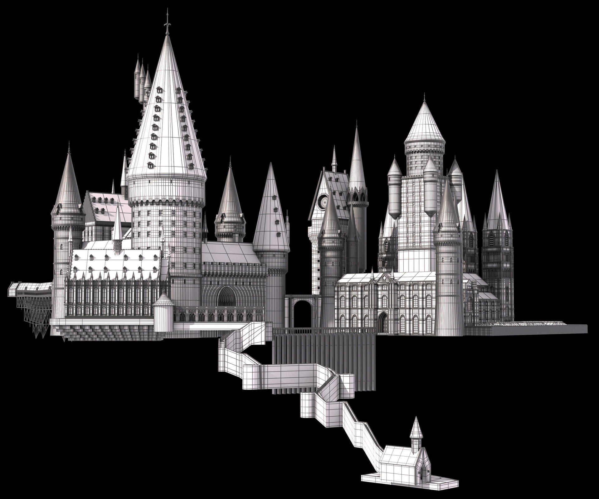 ArtStation - Hogwarts WIP#1 - MODELLING (wireframe), Daniel Kupisinski