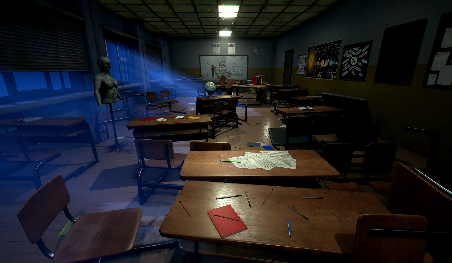 ArtStation - Horror Environment (Gameplay) PART 1 - [Classroom & Entry]