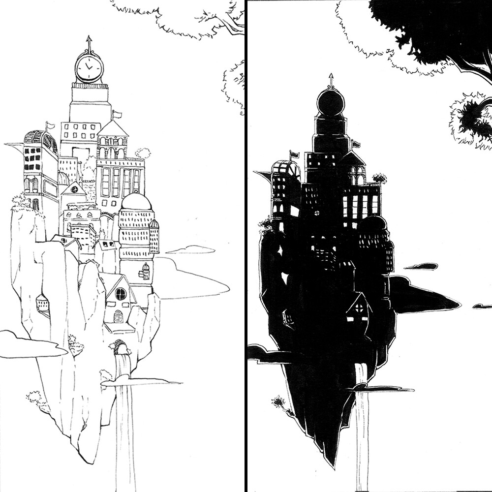 ArtStation - Night and day - Inking