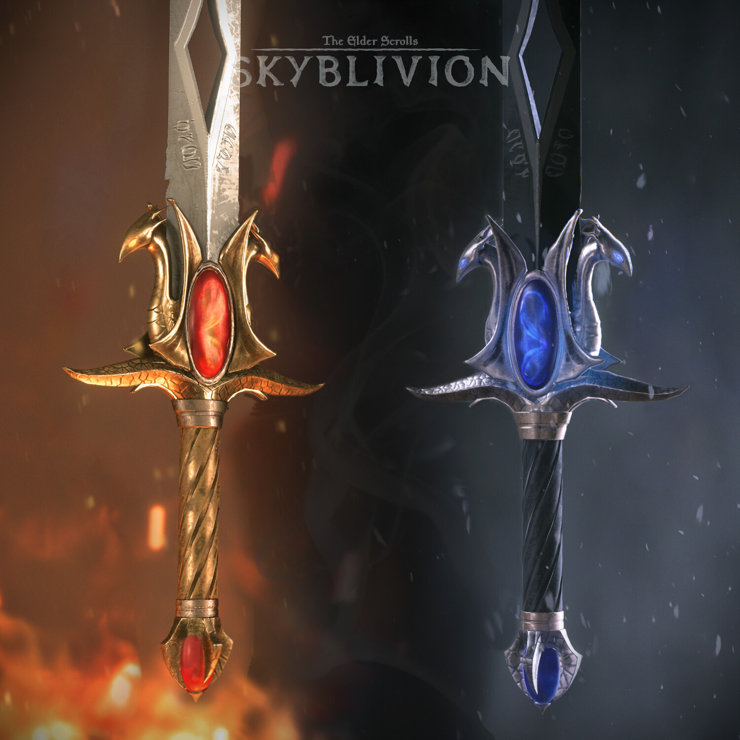 ArtStation - Dawnfang / Duskfang sword