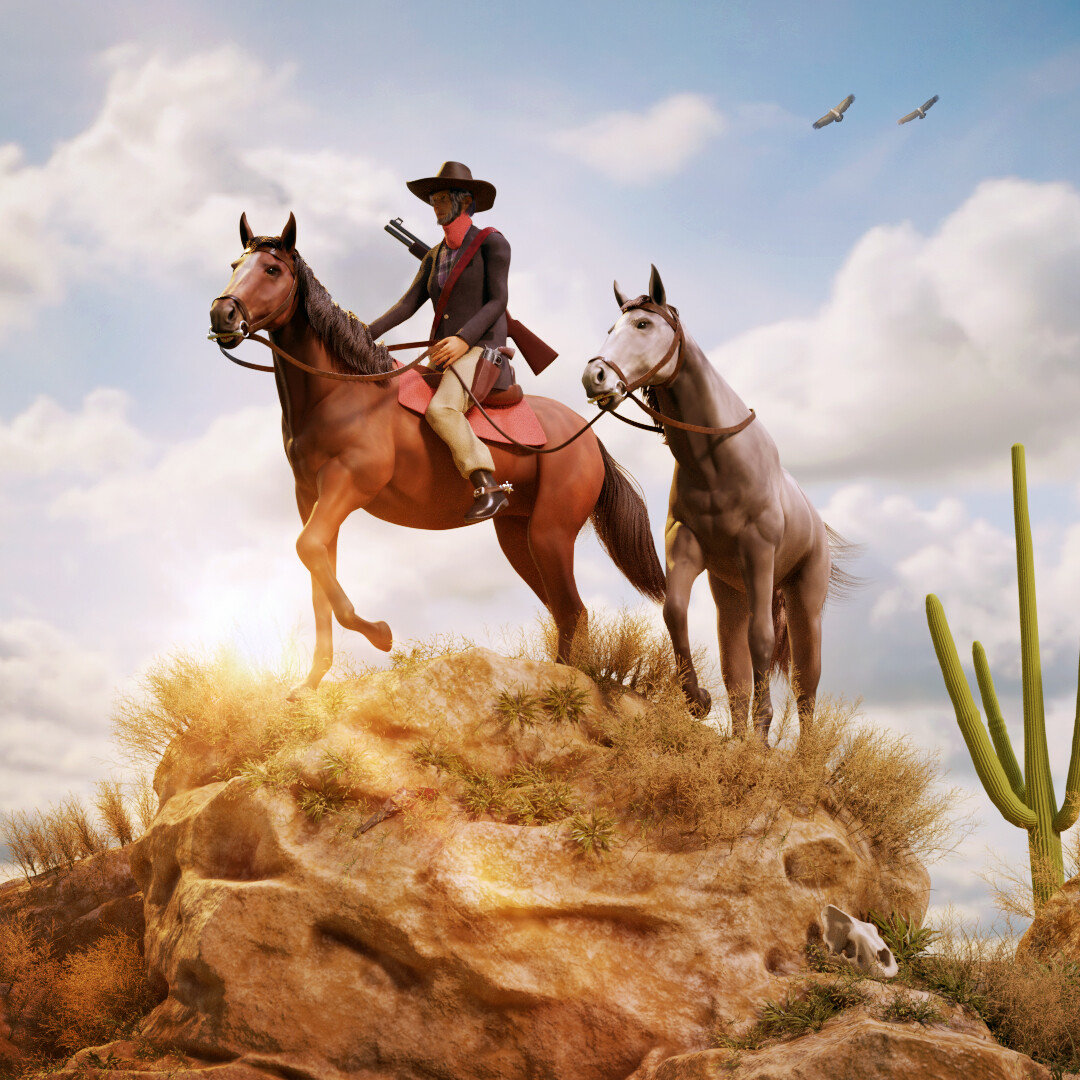 ArtStation - Western Cowboy scene