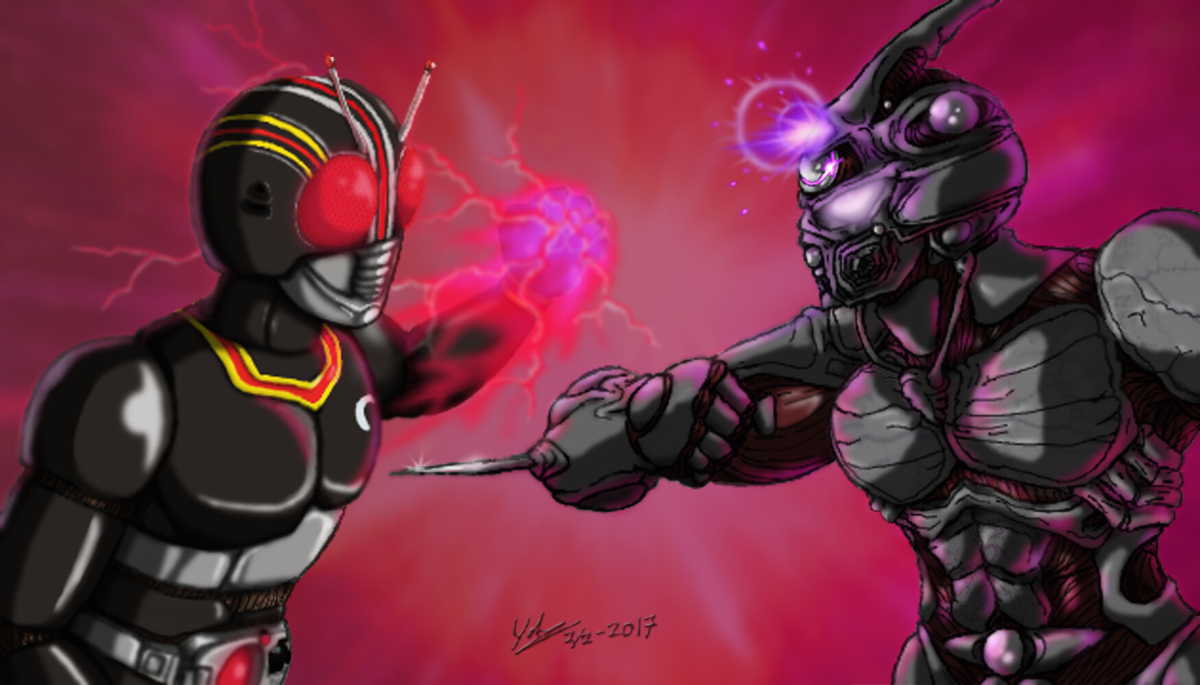 ArtStation - Clash!Hero Battle!Kamen Rider Black Vs The Guyver!