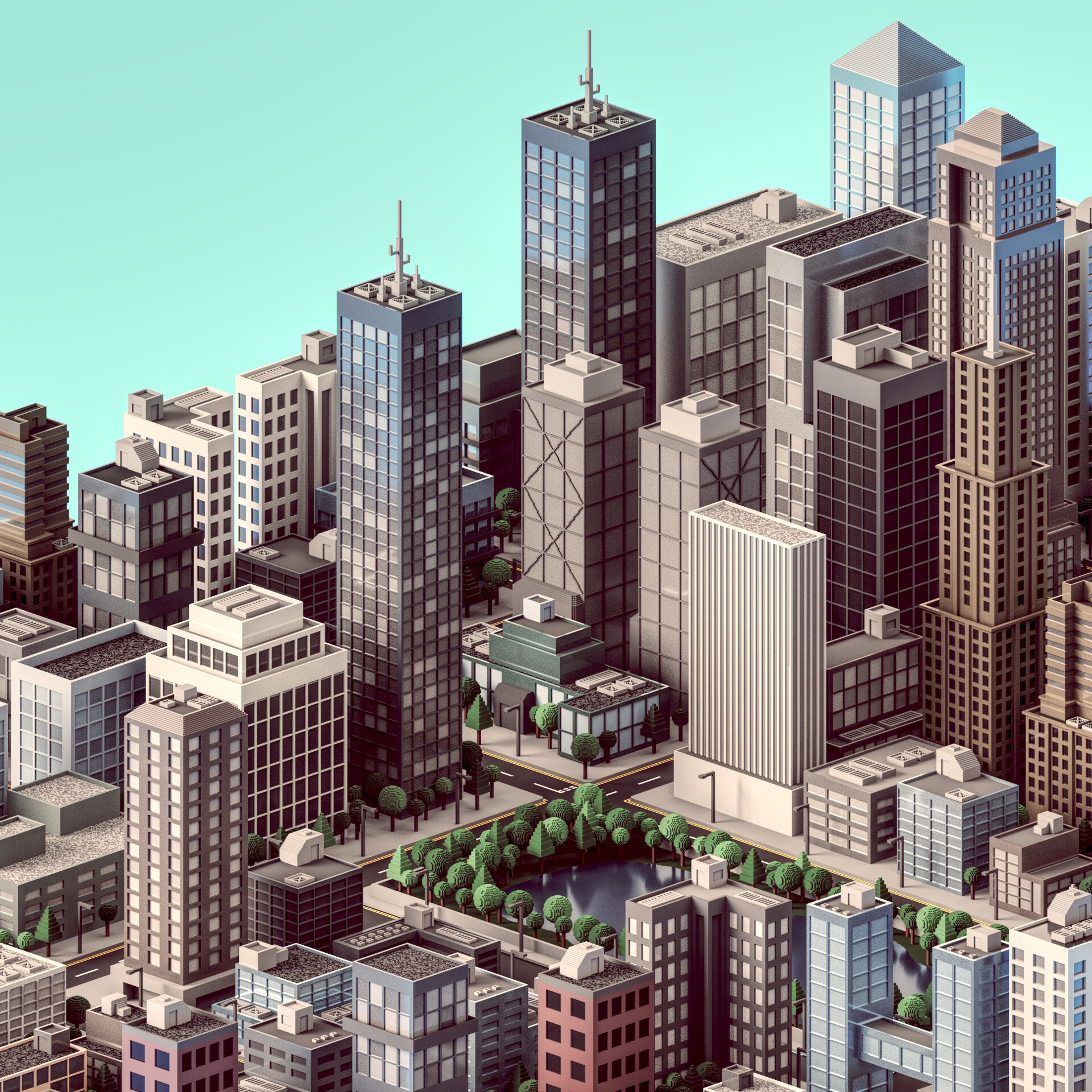 ArtStation - Isometric Voxel City