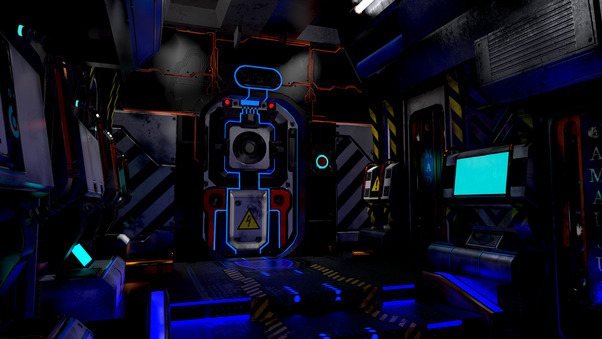 ArtStation - Sci Fi Indoor Blue Spaceship