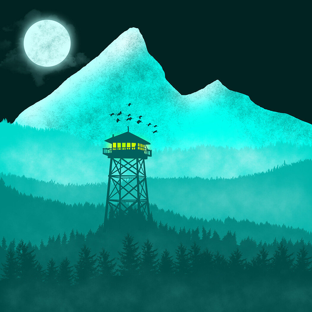 ArtStation - Firewatch Night Flat Illustration