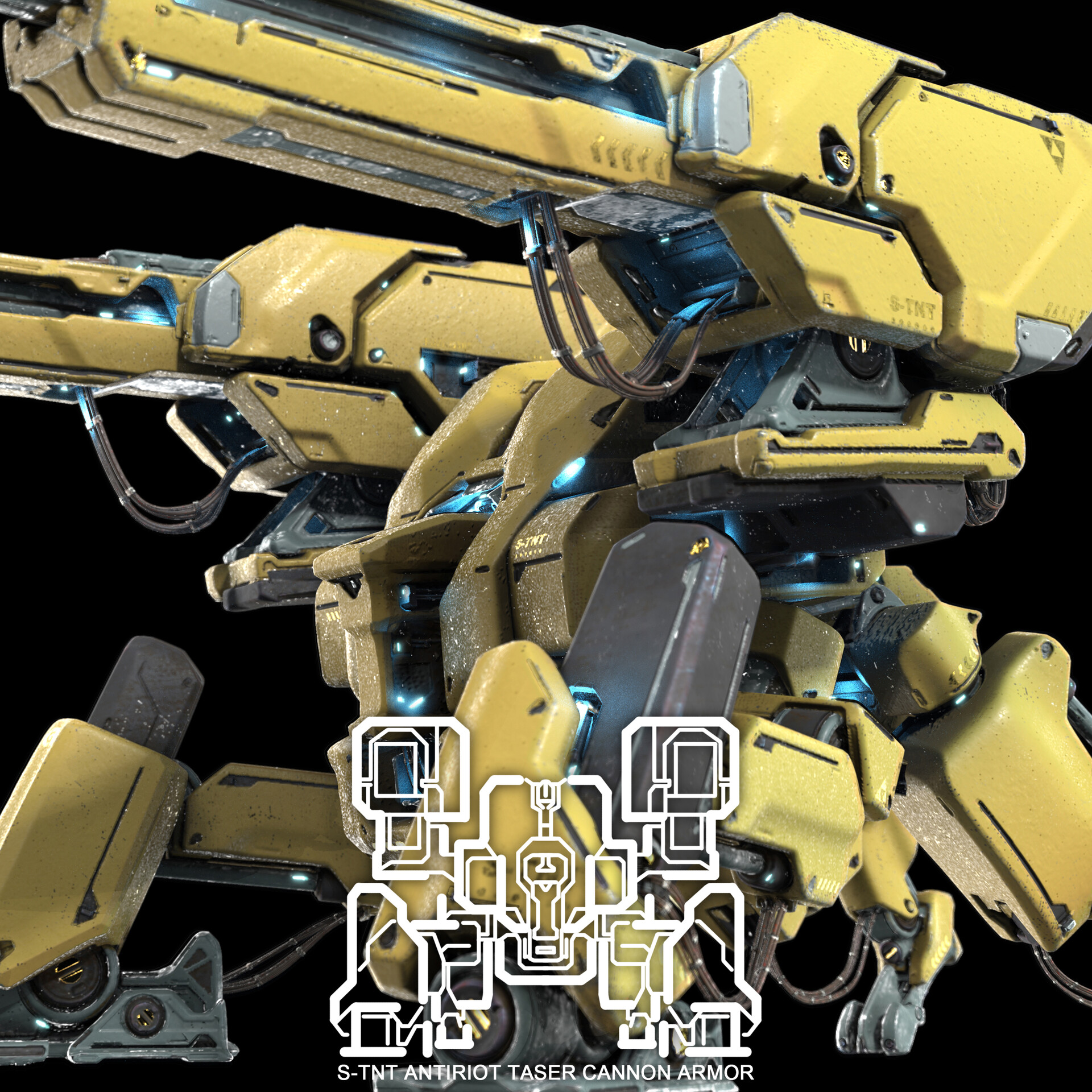 ArtStation - S-TNT ANTIRIOT TASER CANNON ARMOR