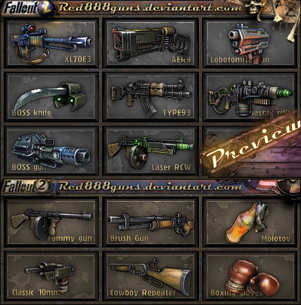 ArtStation - Weapons in the style of the classic Fallout games UI