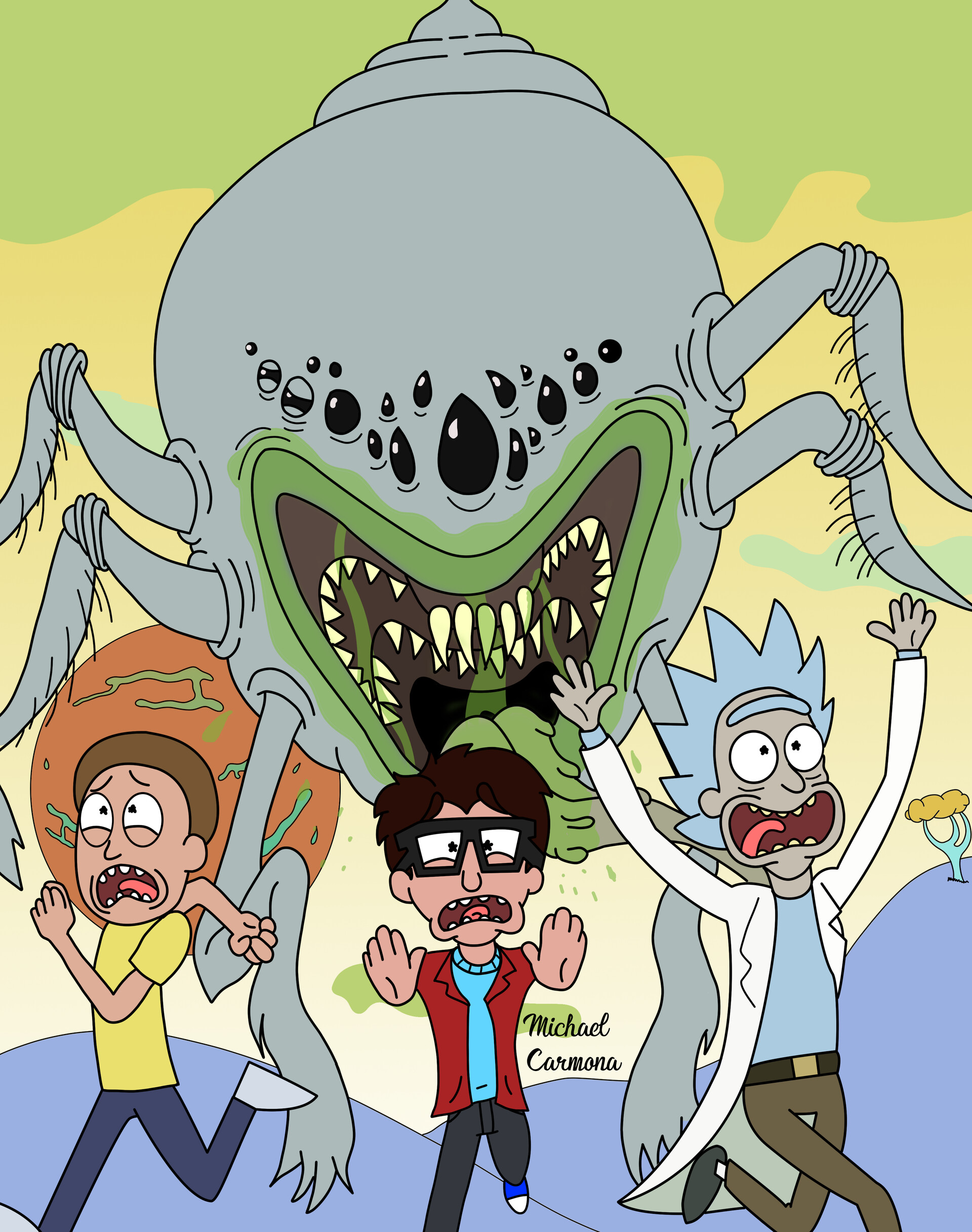 ArtStation - Inktober Day 10 Colored Rick and Morty