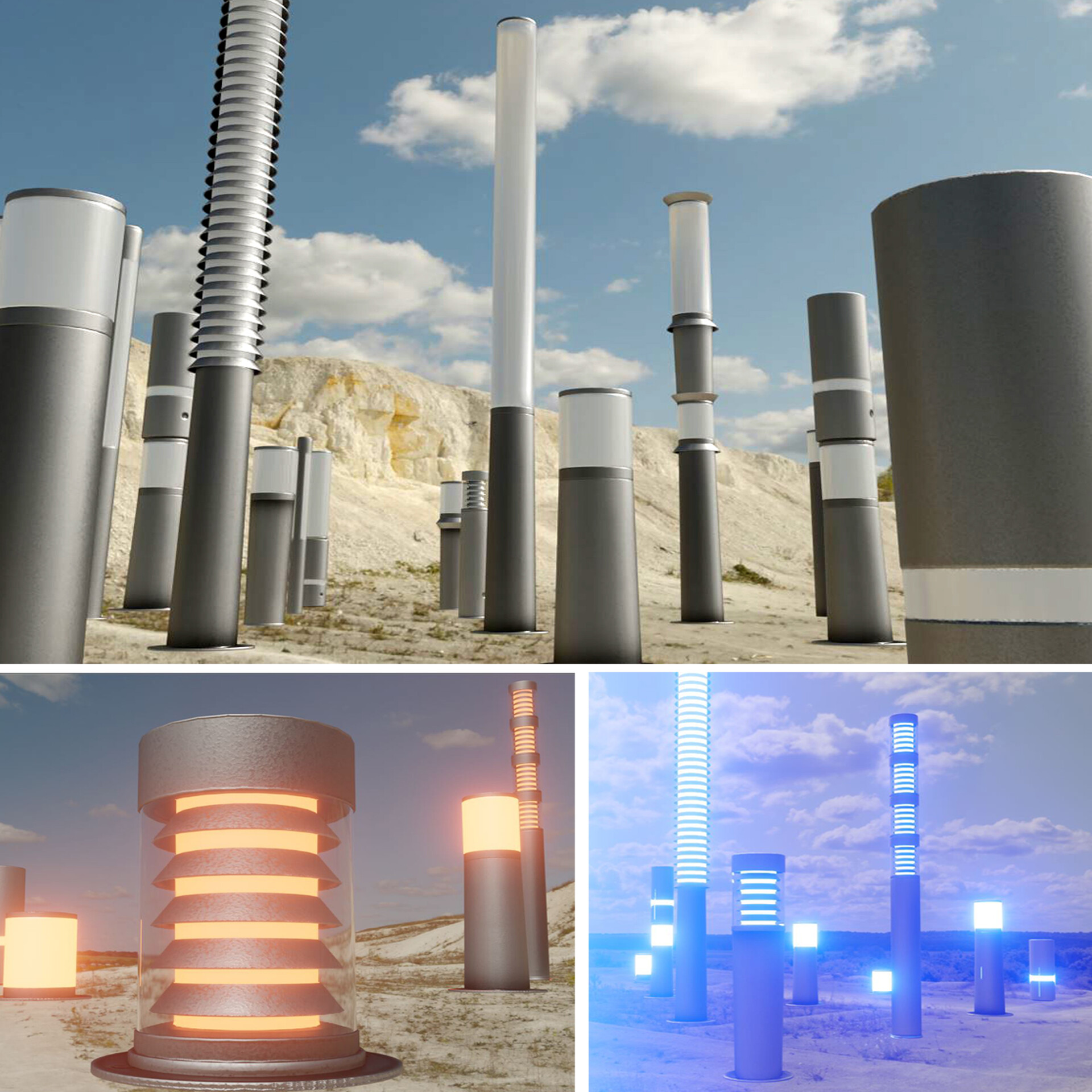 ArtStation - Light Columns Basic (Low-Poly Version) Street Light Set-9