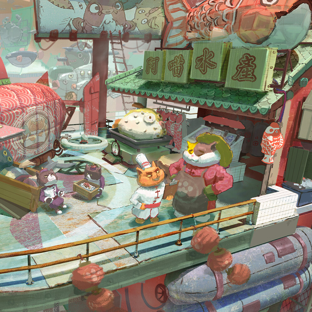 ArtStation - Personal Project: Catlantis (Business at the Shop)