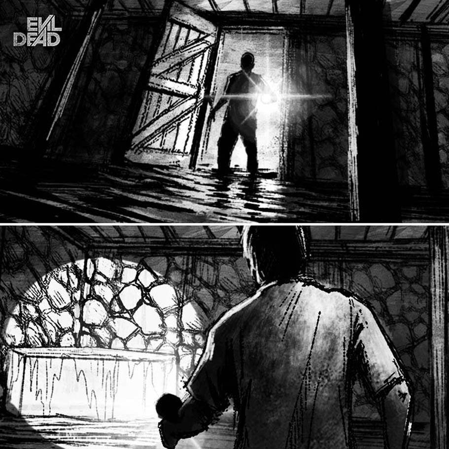 ArtStation - EVIL DEAD - STORYBOARD (flooded basement scene)