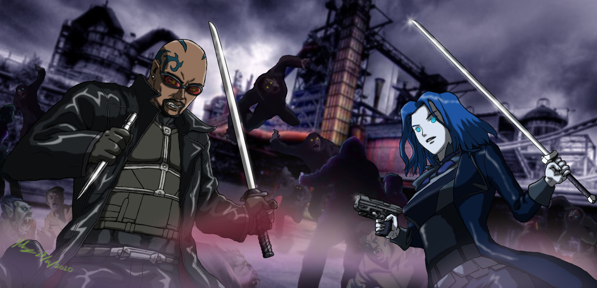 ArtStation - Blade Vs Selene: Battle of the Vampires