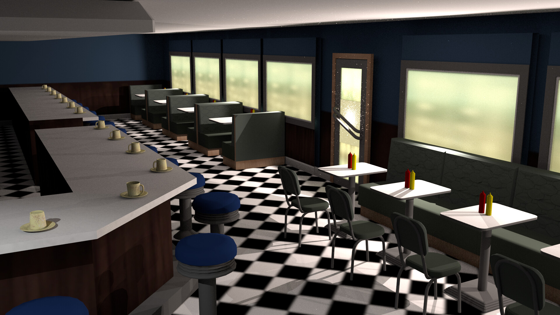 ArtStation - Environment & Asset Modelling - American Diner (Uni Project)