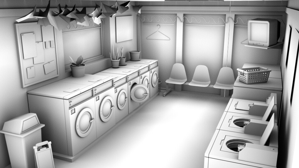 ArtStation - Modeling AO Passes - Laundry Room WIP
