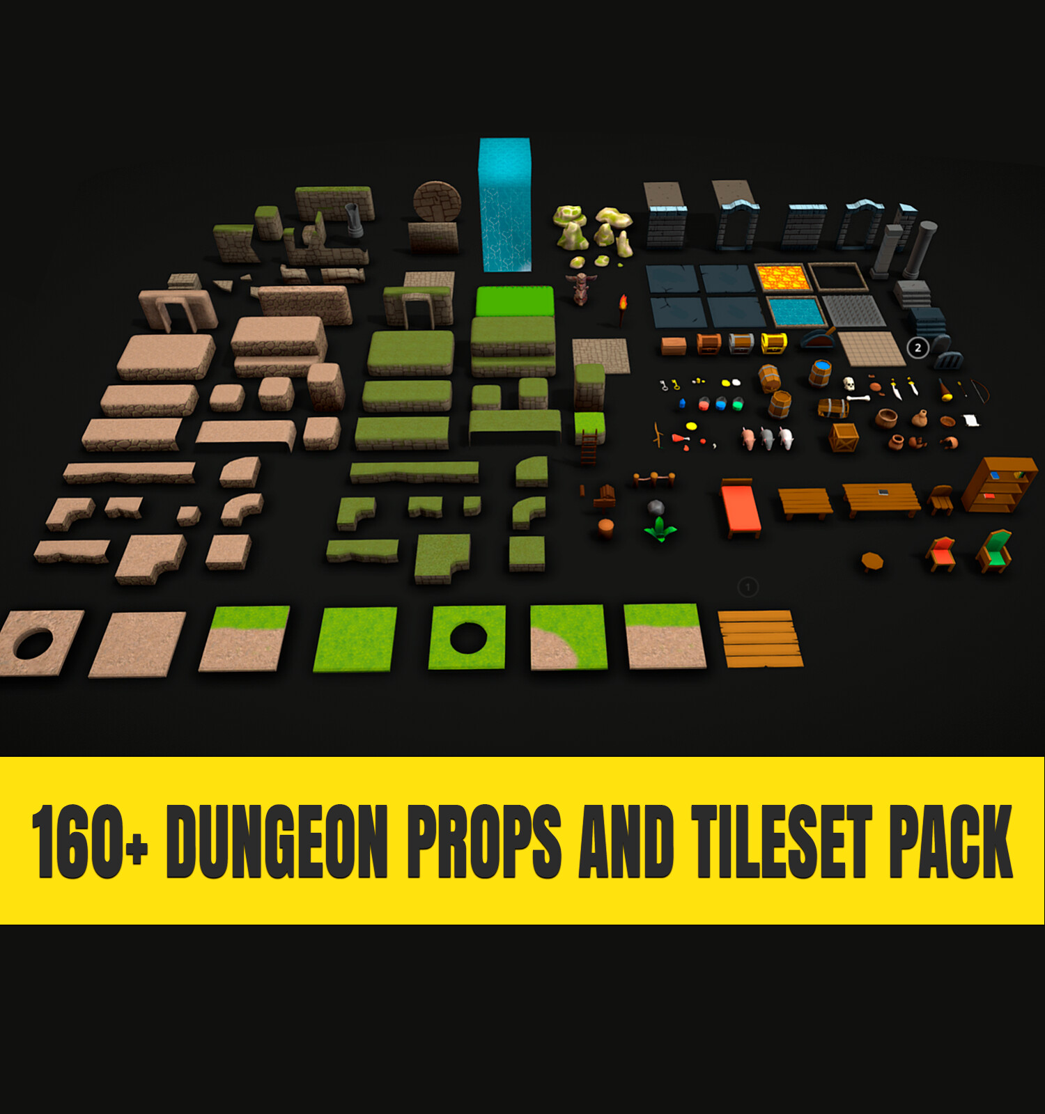 ArtStation - Modular Cartoon Dungeon Props and Tileset Pack