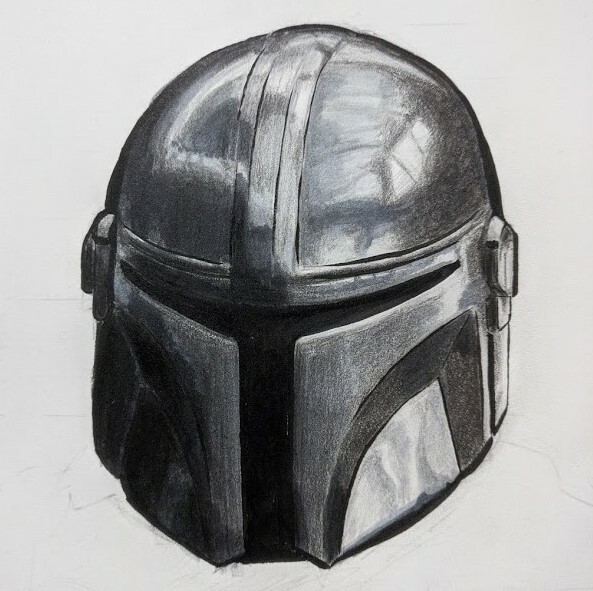 ArtStation - Mando helmet (pencil and markers)