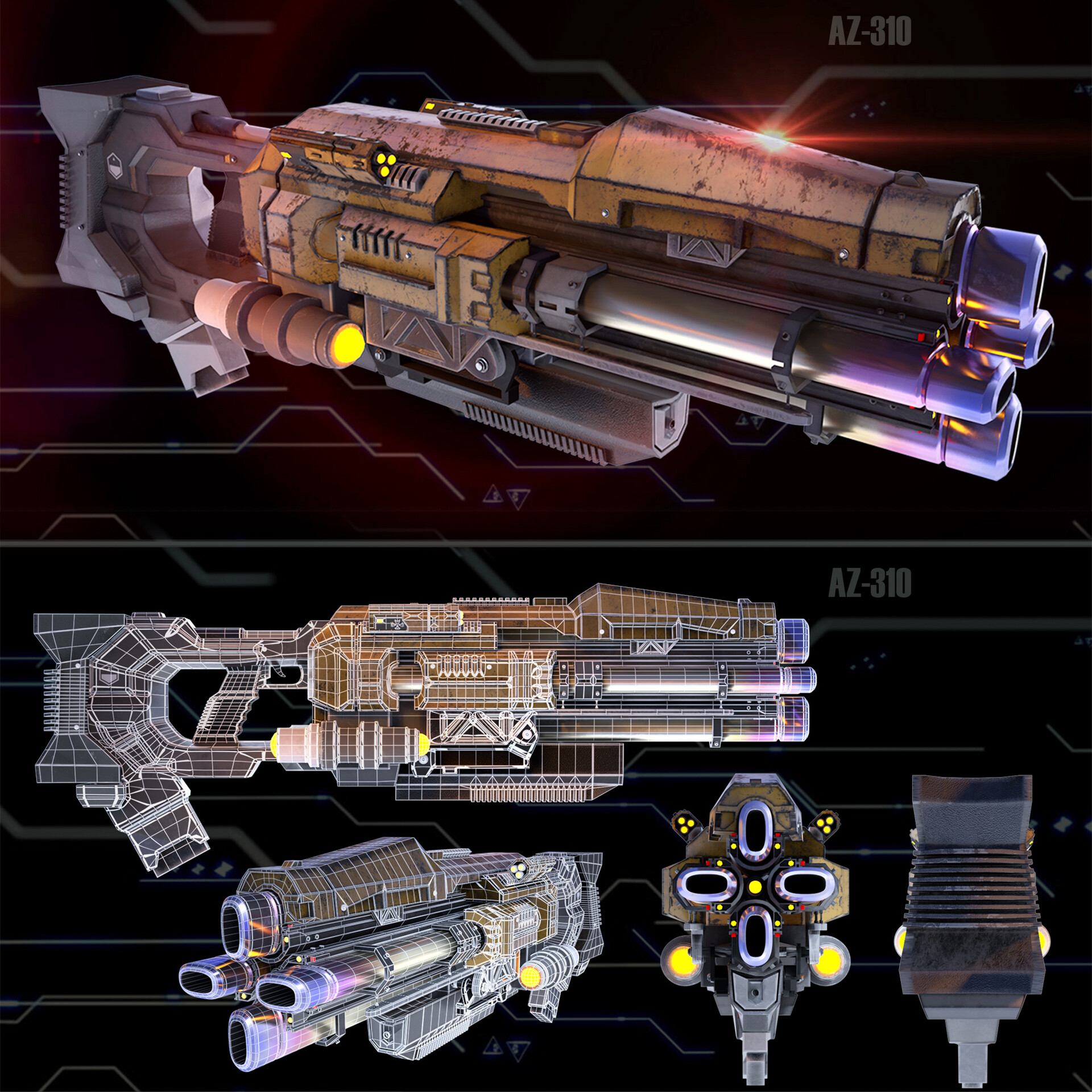 ArtStation - 3D study of Sci-Fi Gun