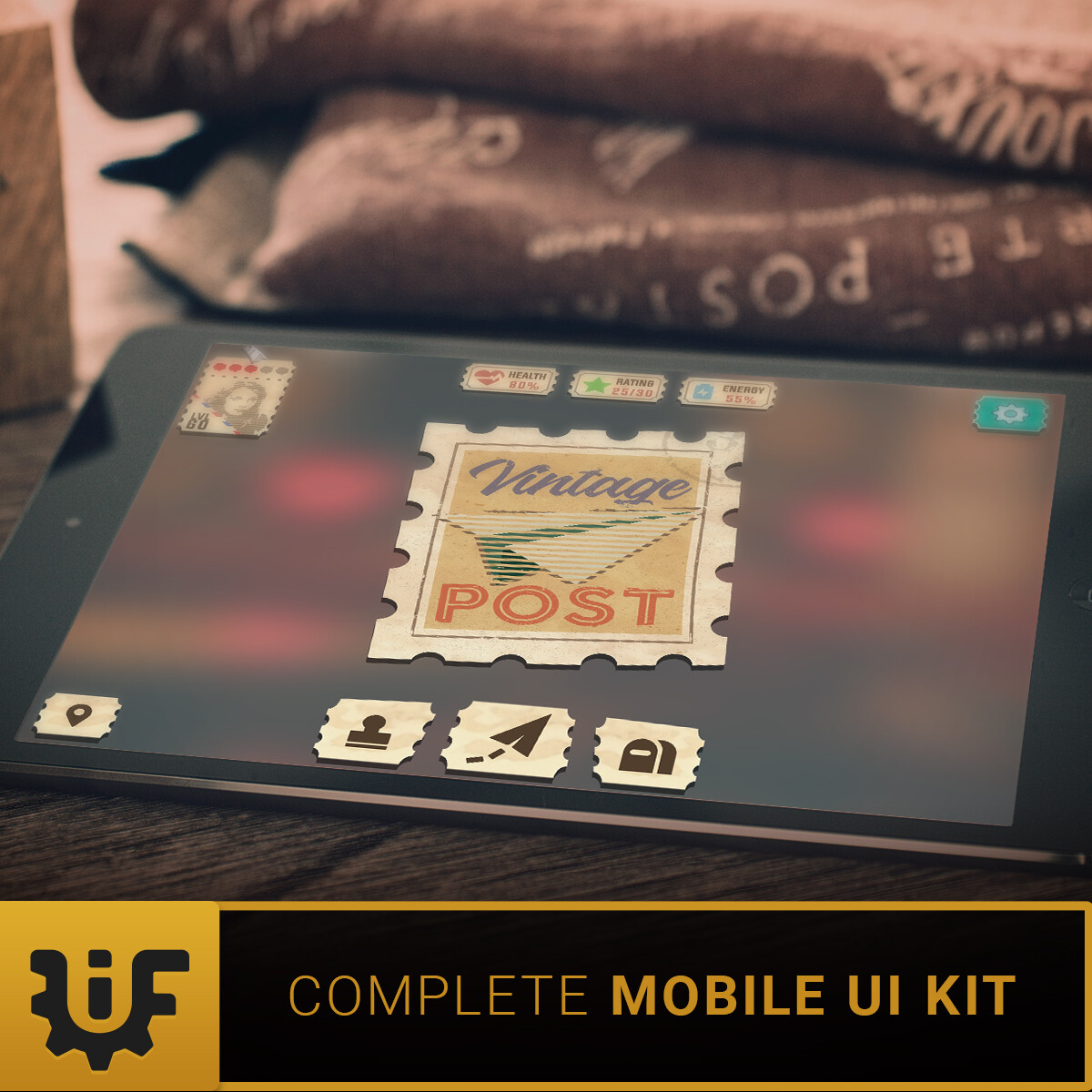 ArtStation - Mobile UI Kit #2 - Vintage Post
