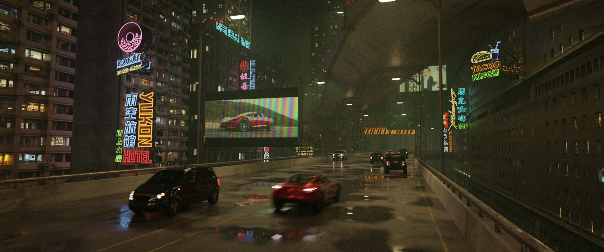 ArtStation - Sit Tight - A Cyberpunk Animated Short ft. Tesla Roadster 2020