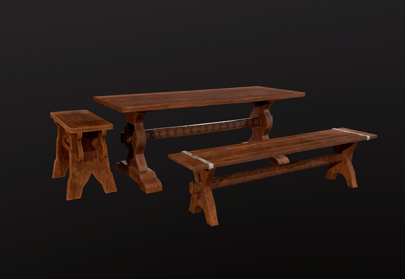 ArtStation - Medieval Wooden Furniture