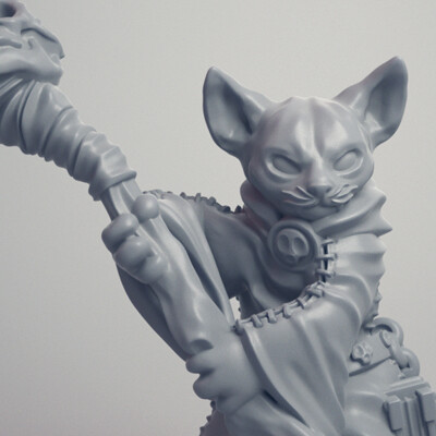 ArtStation - Cat necromancer mage. Tabletop Miniature