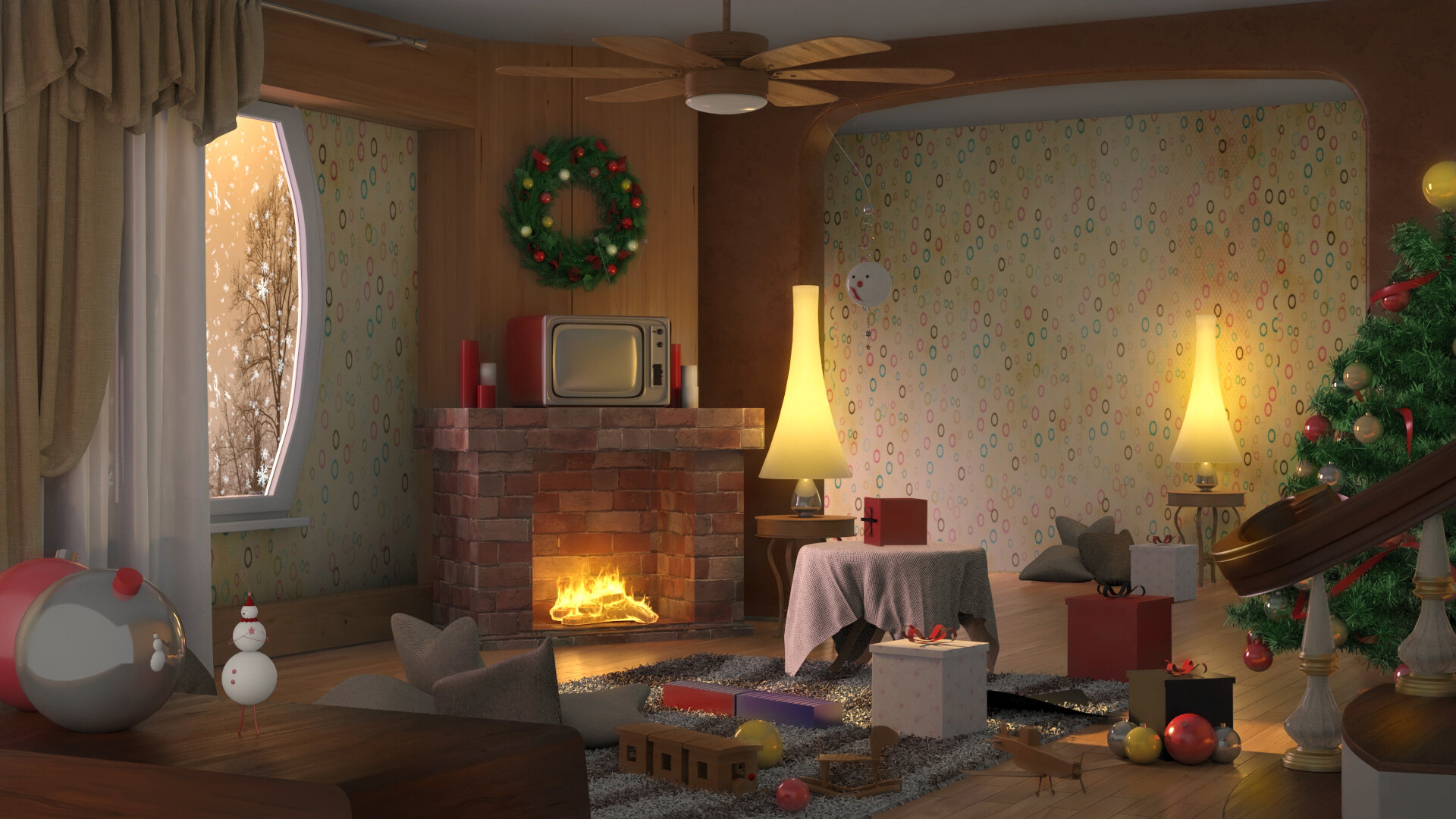 ArtStation - Merry Christmas Cartoon Room