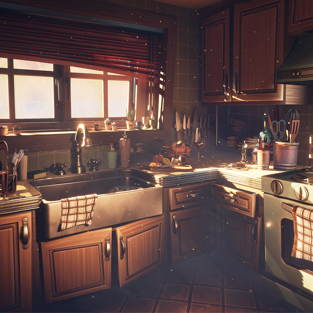ArtStation - Stylized Rustic Kitchen