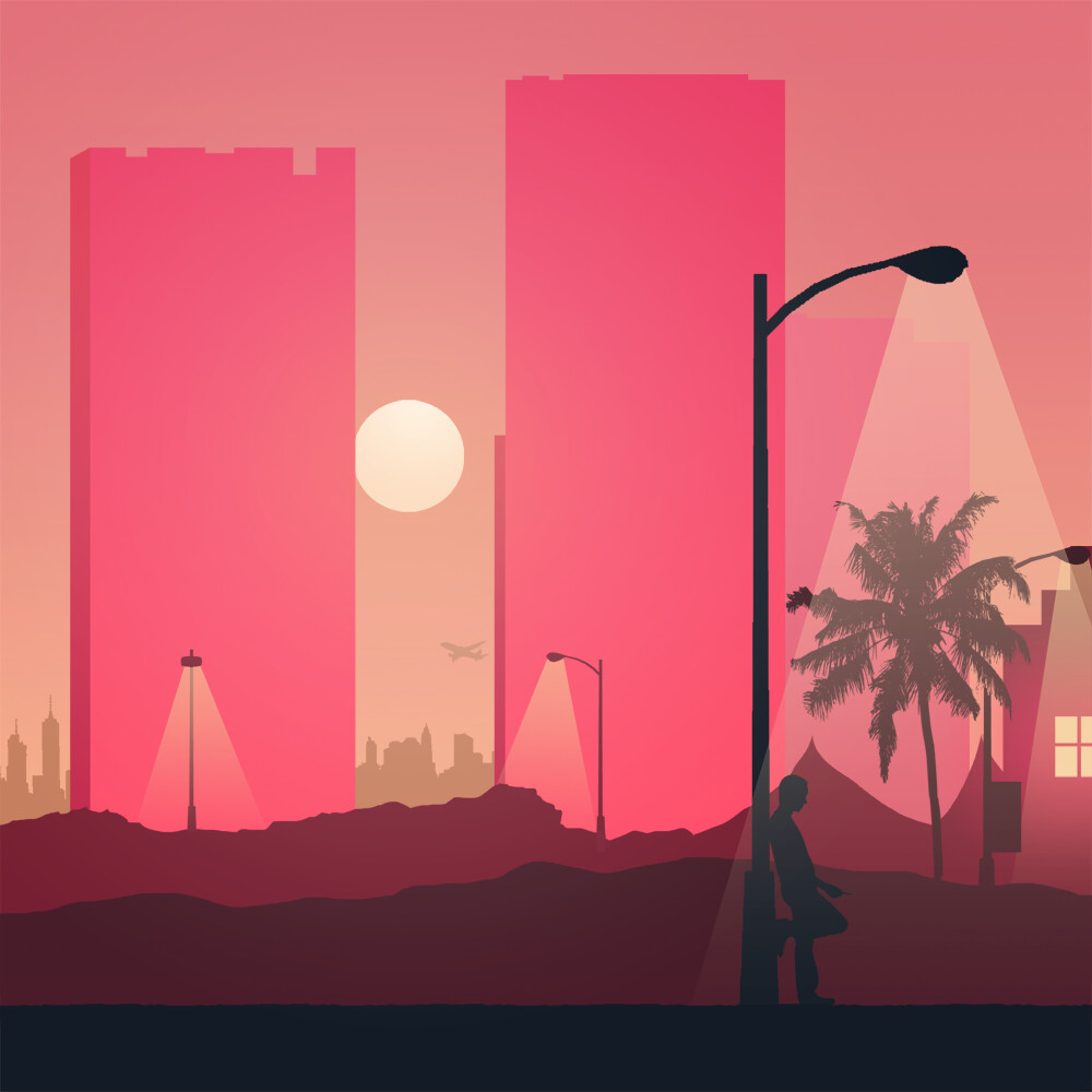 ArtStation - Simple colour tone flat landscapes