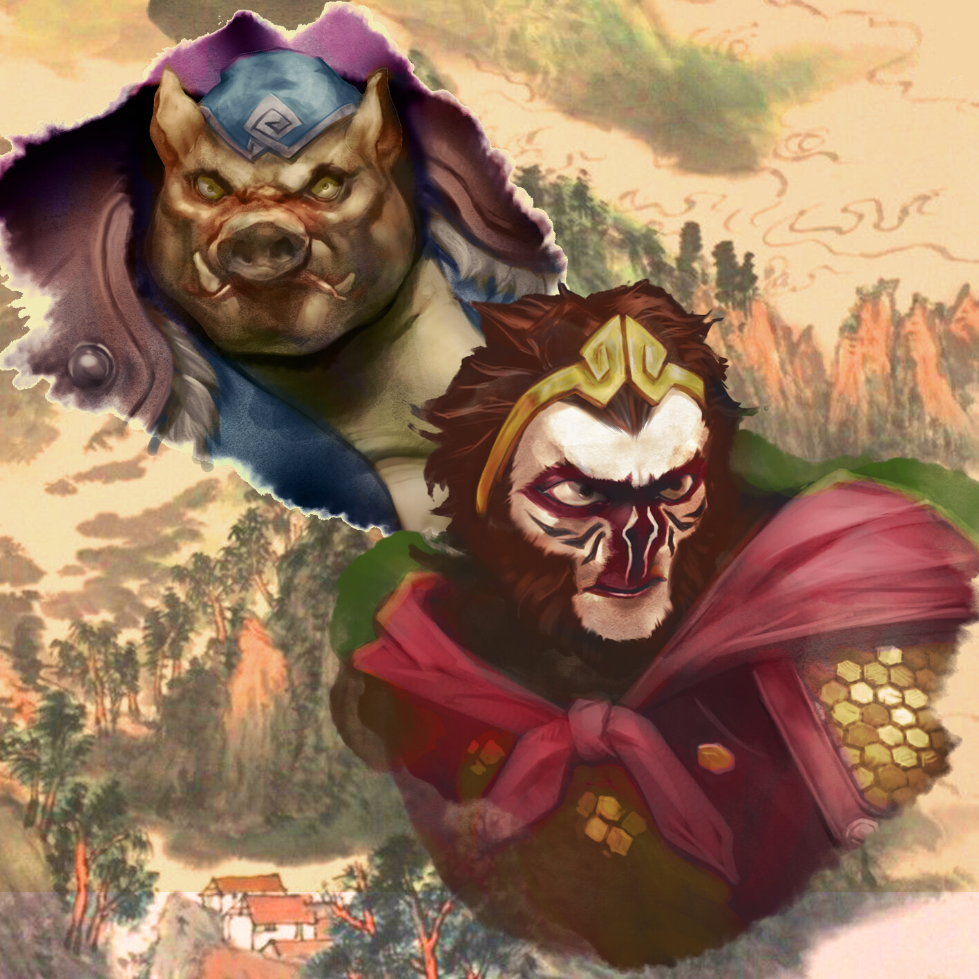 ArtStation - Monkey King & Pig Monster