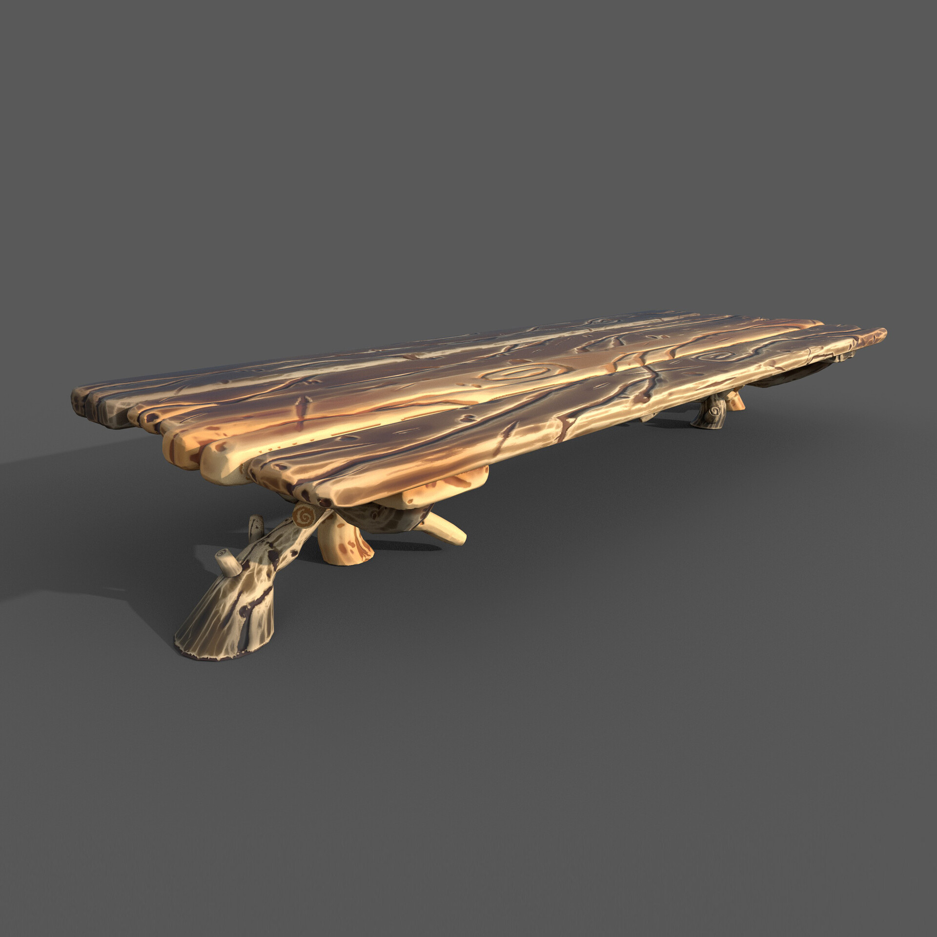 ArtStation - Large Stylized Wooden Dinner Table