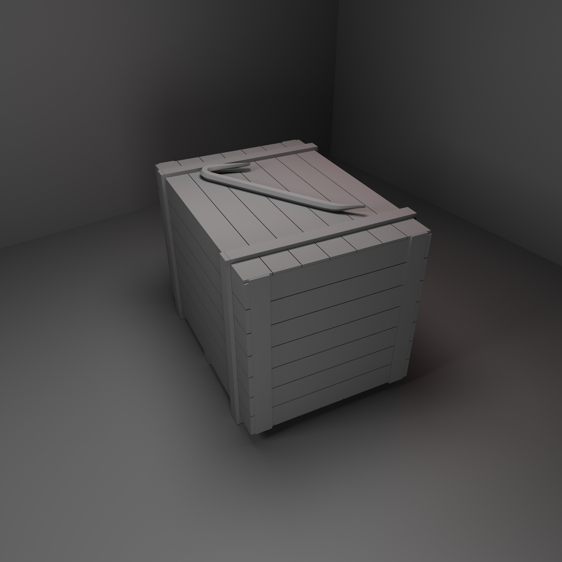 ArtStation - Wooden box and crowbar