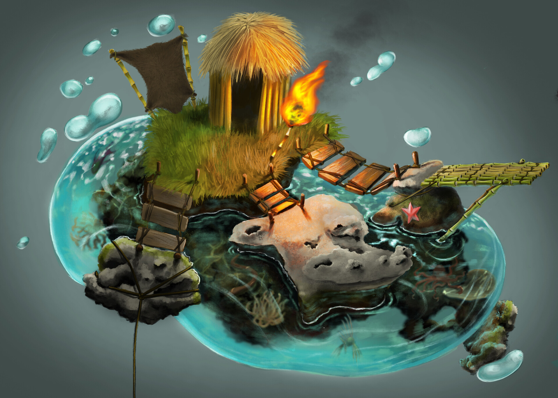 ArtStation - Floating Tropical Island - Game Level Concept