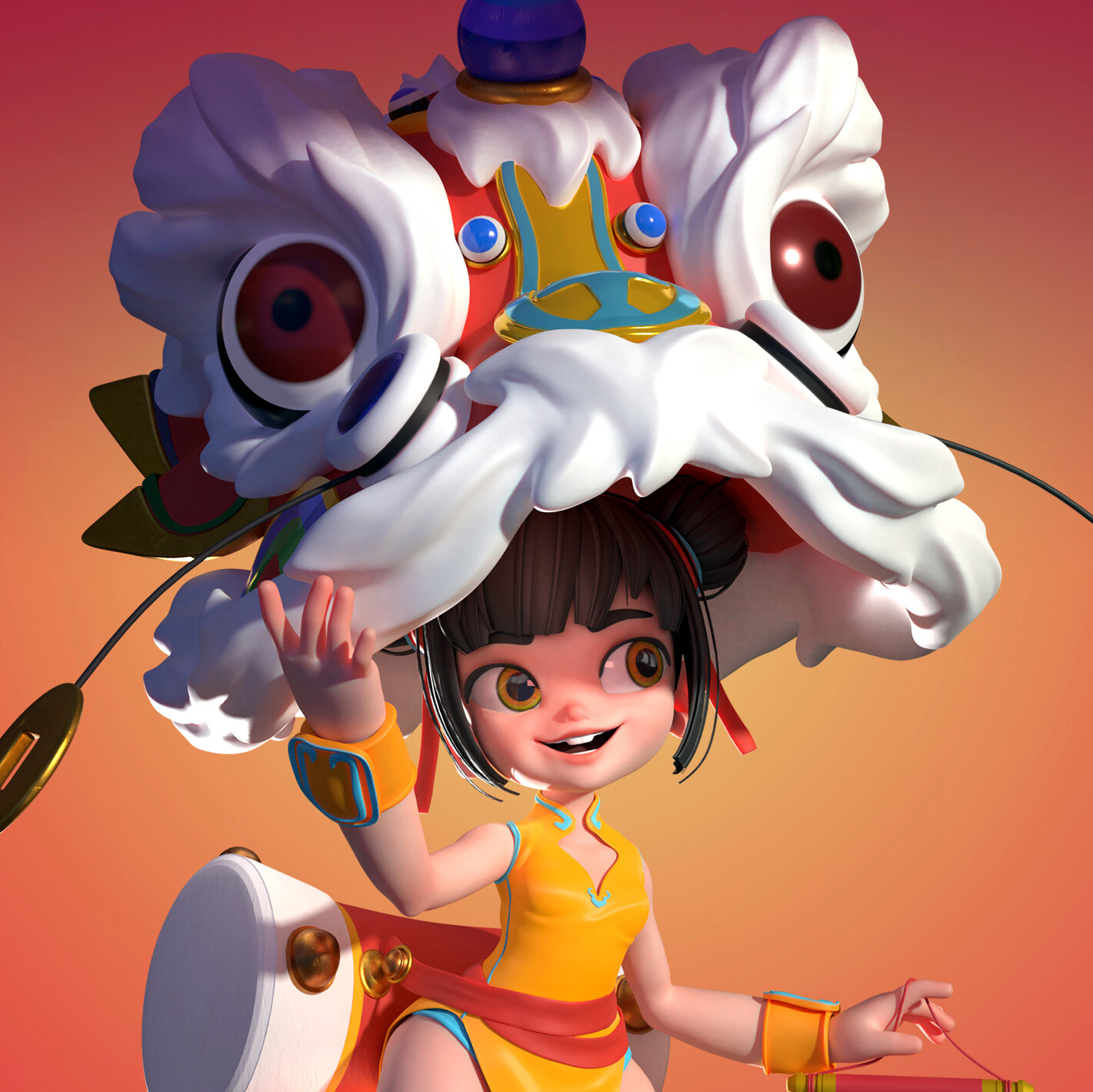 ArtStation - Miss Lion Dance wishes everyone a happy Dragon Boat Festival