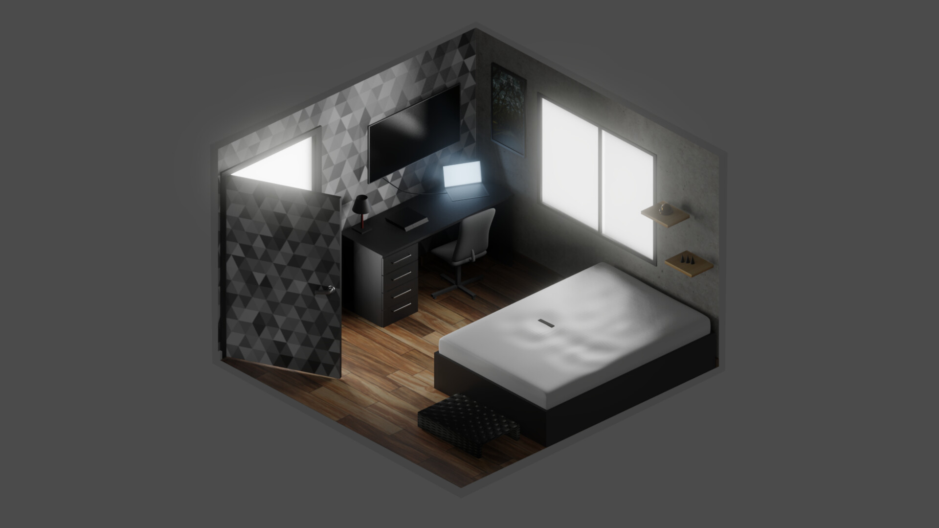 ArtStation - Simple Isometric Bedroom Interior