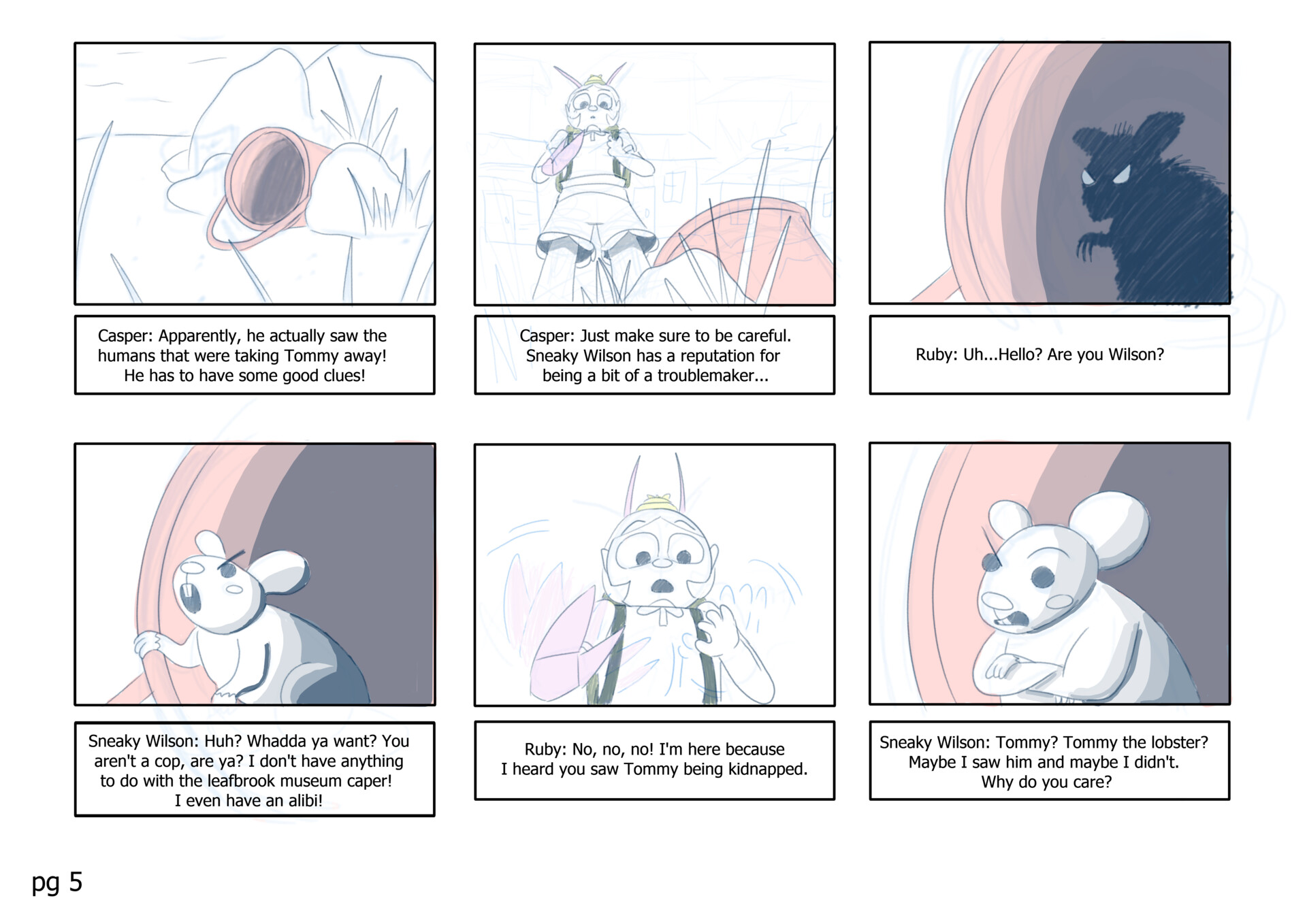 ArtStation - Detective Ruby storyboard pages 1-5