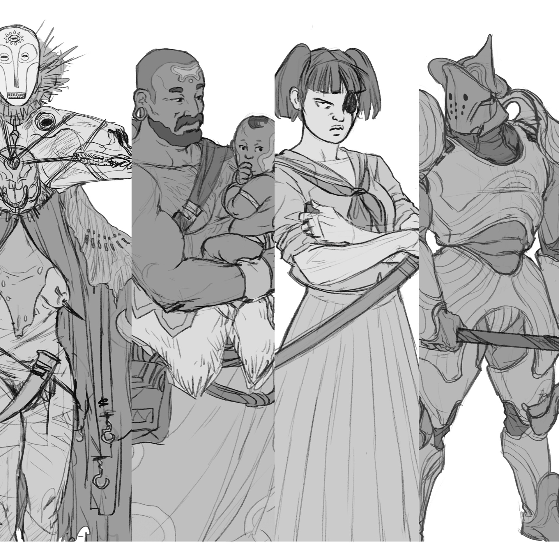 ArtStation - Greyscale characters