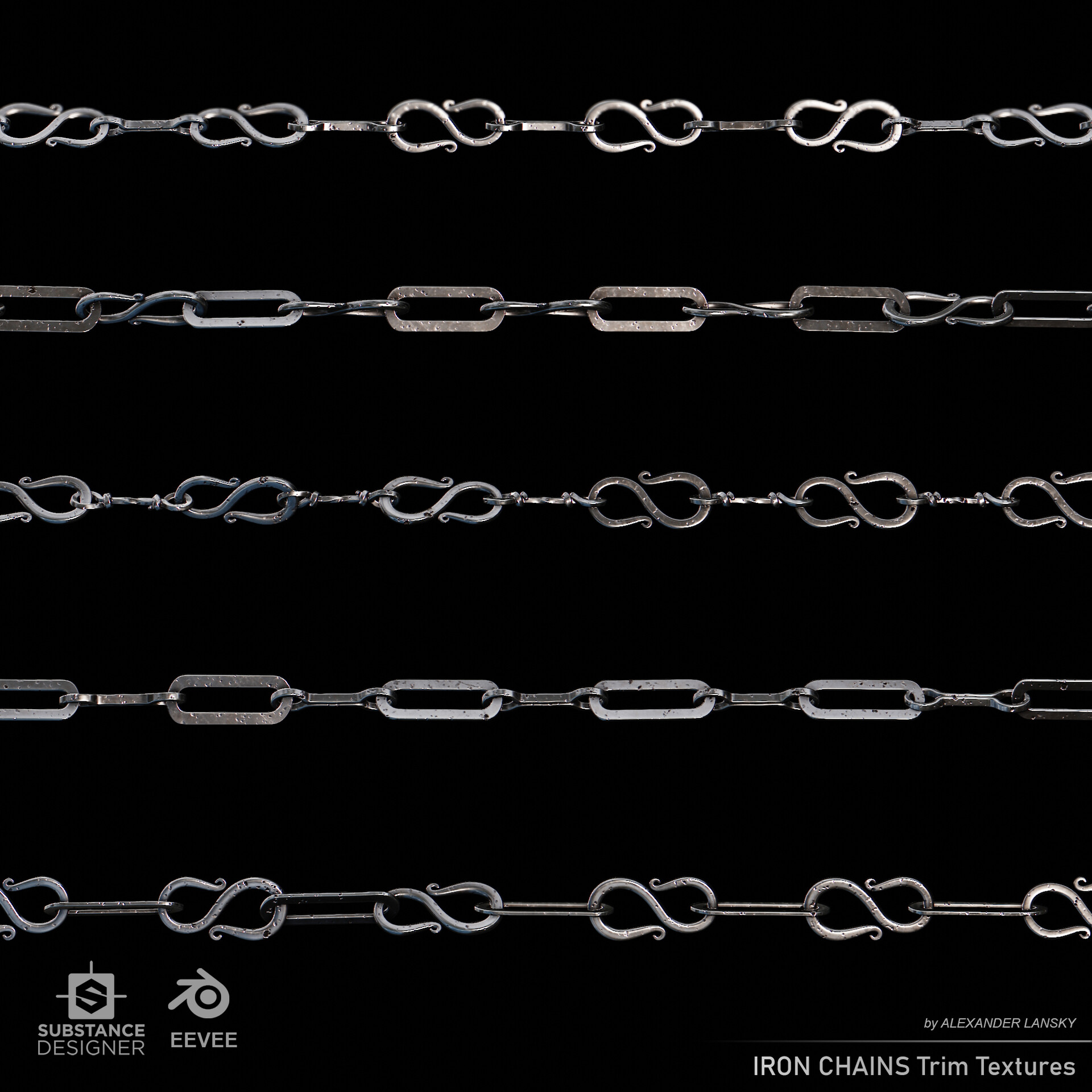 ArtStation - Elegant Iron Chains Trim Materials