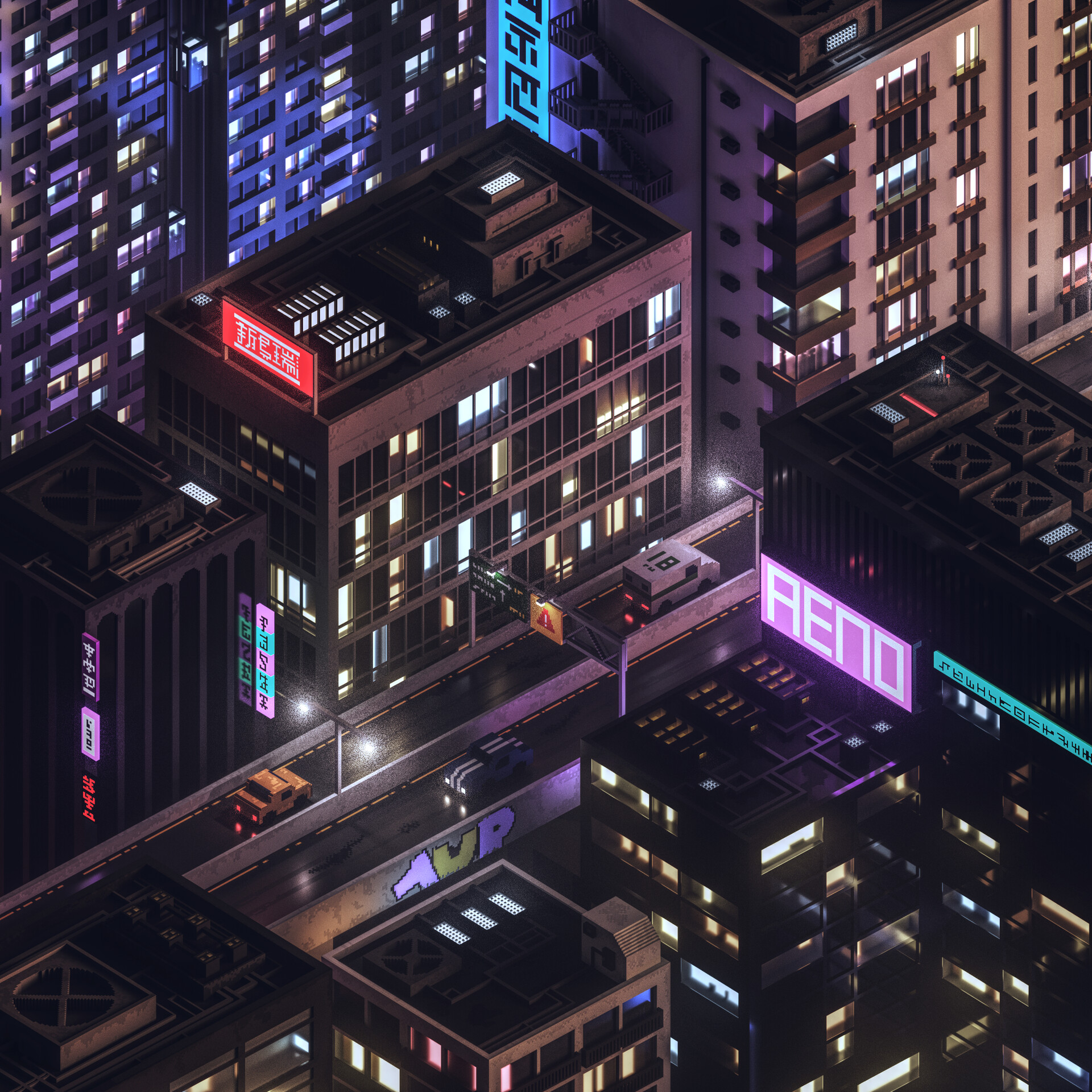 ArtStation - Night City Voxel Art