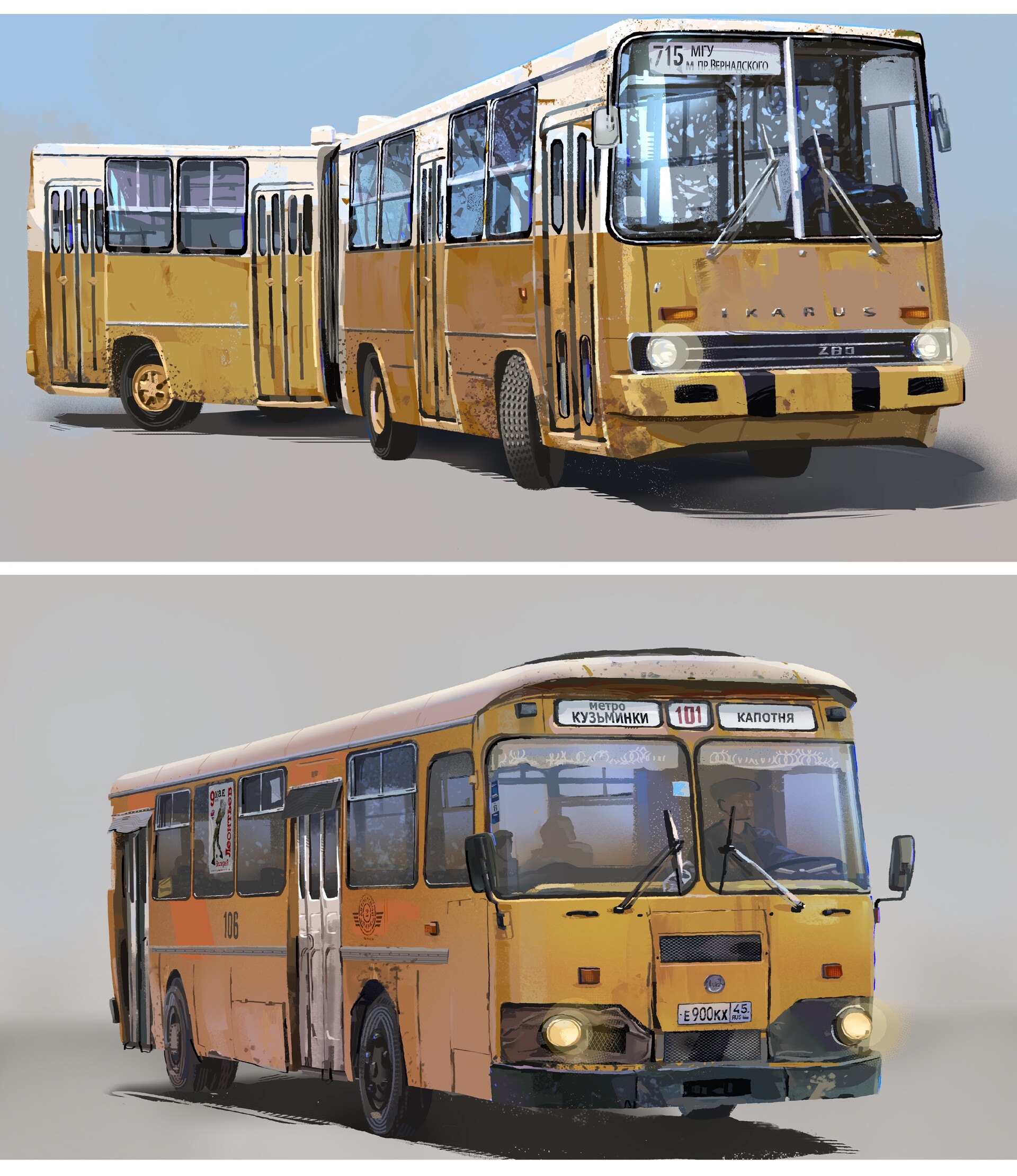 ArtStation - Retro russian buses