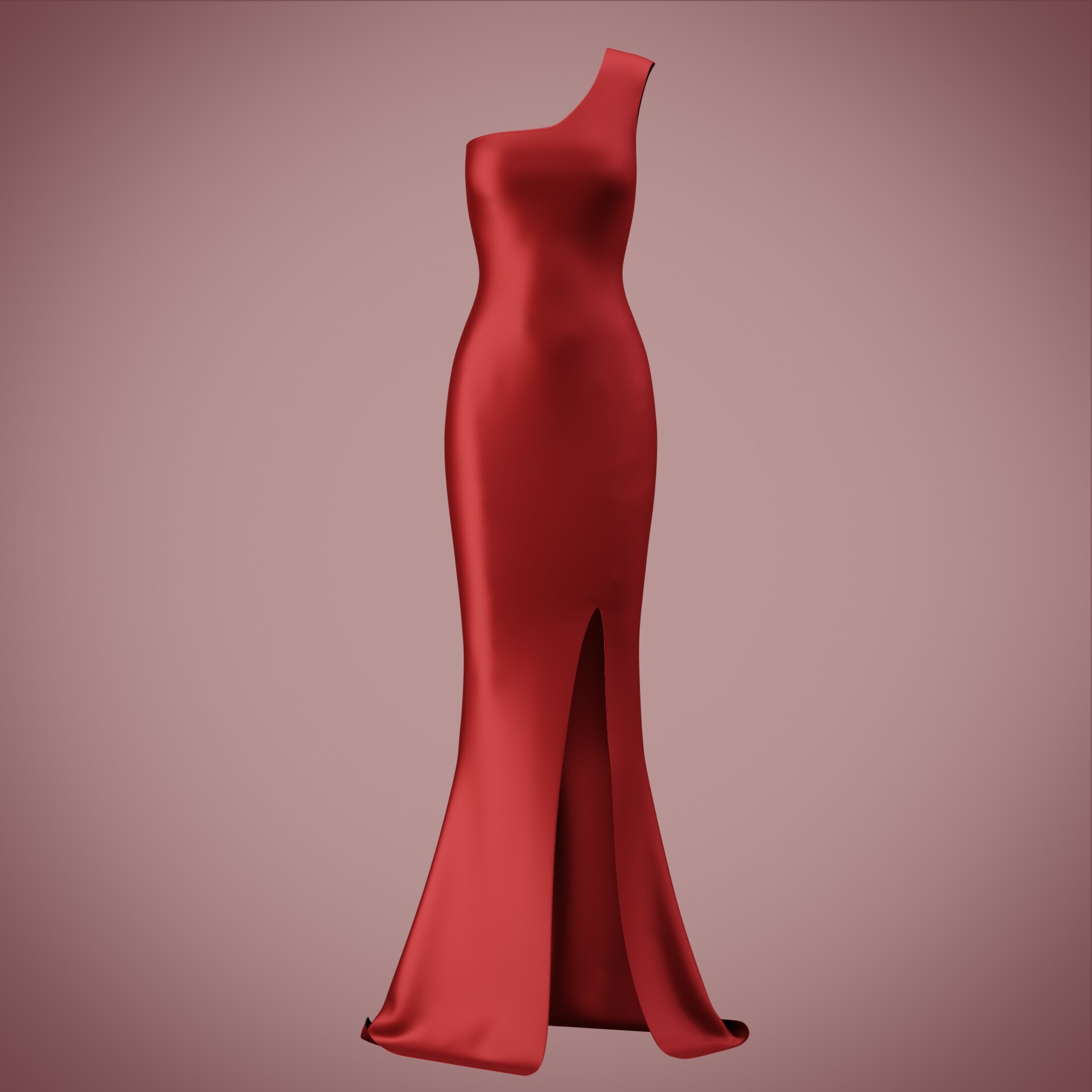 ArtStation - one shoulder satin slit dress 3d model