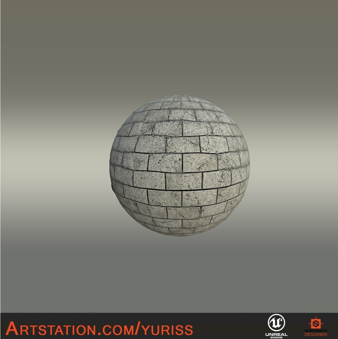 ArtStation - Cracked gray brick