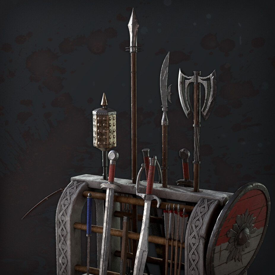 ArtStation - Stone Weapon Rack and Weapons