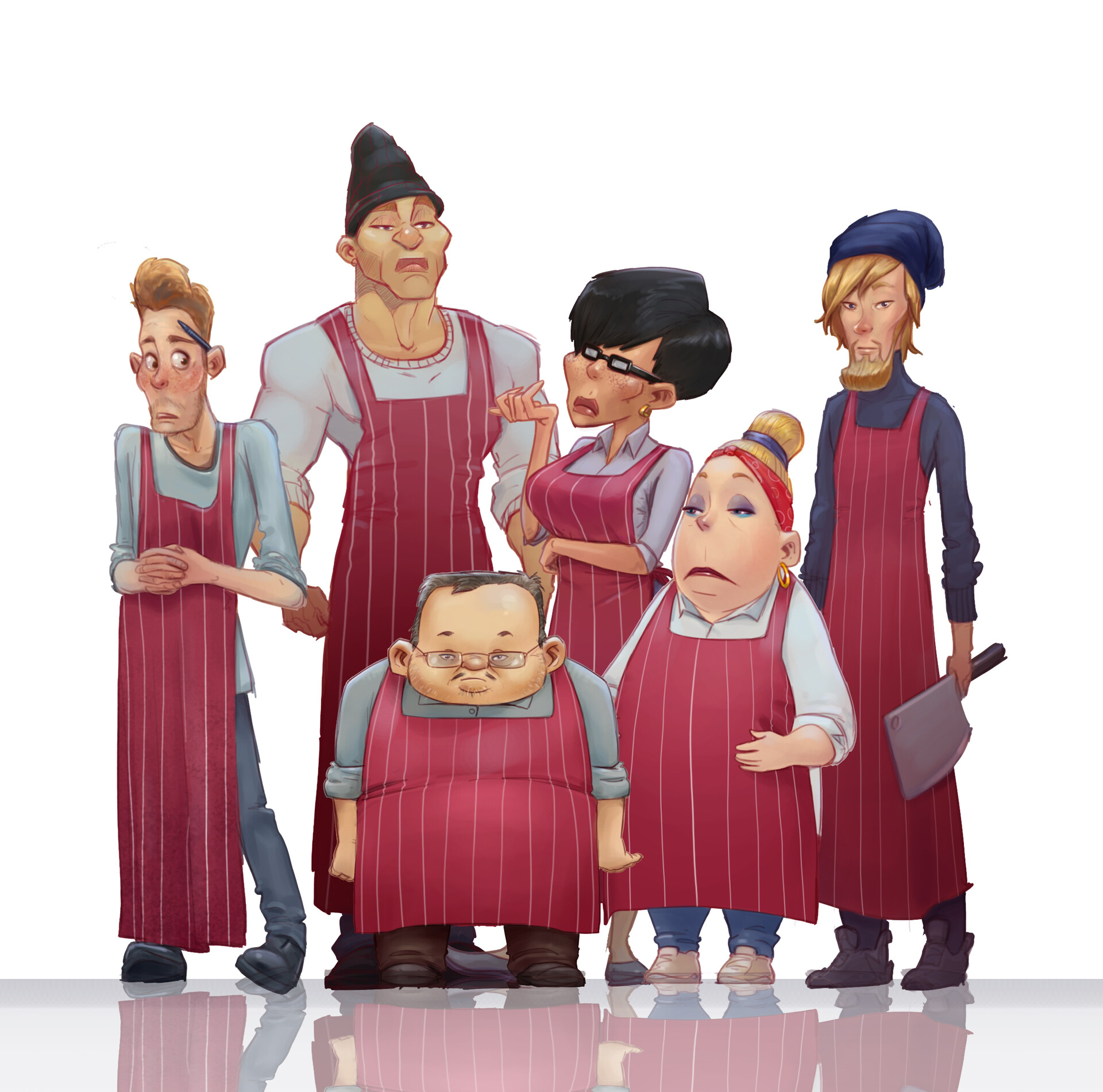 ArtStation - butchery coworkers - character design