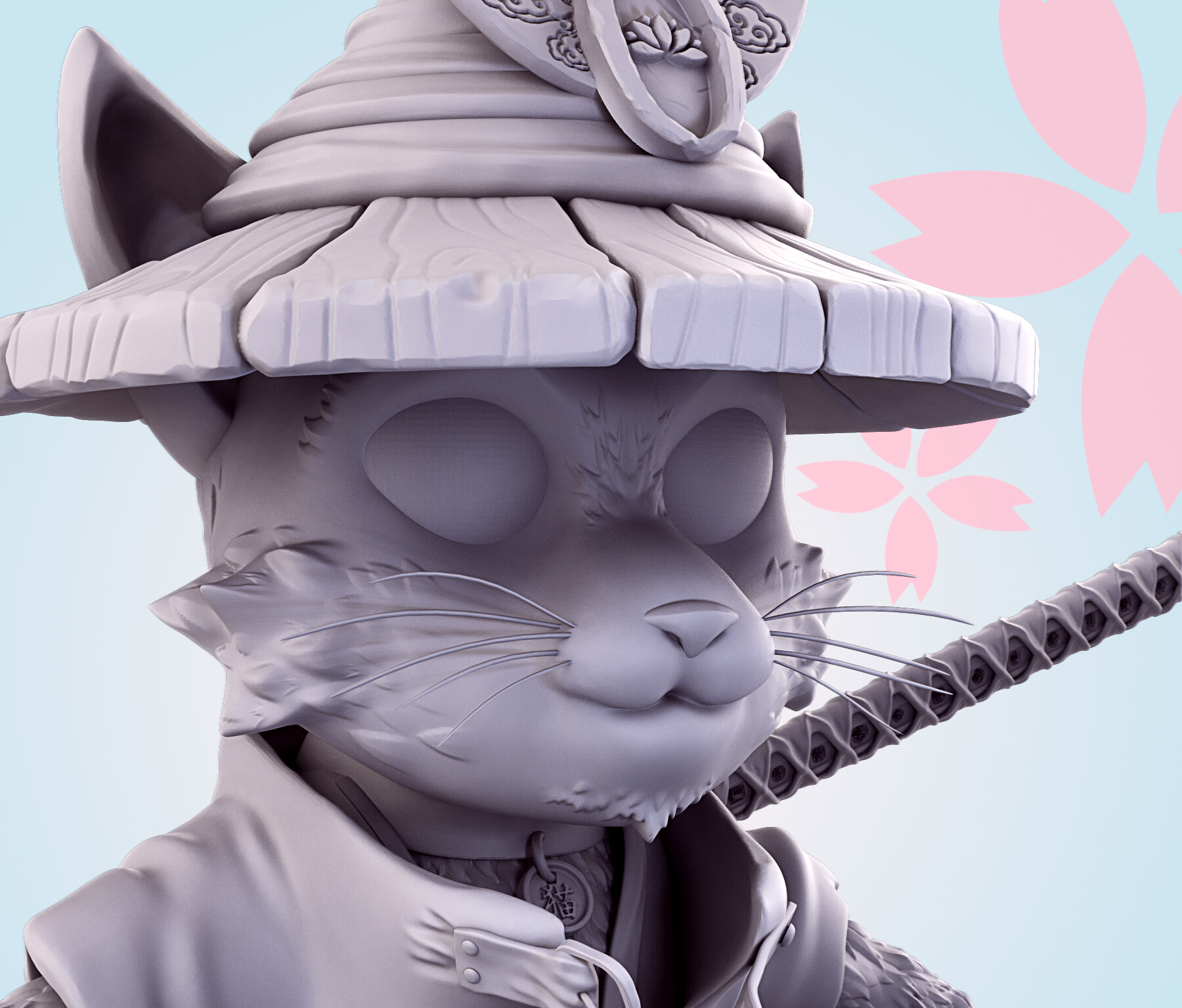 ArtStation - Tino the samurai cat (Clay)