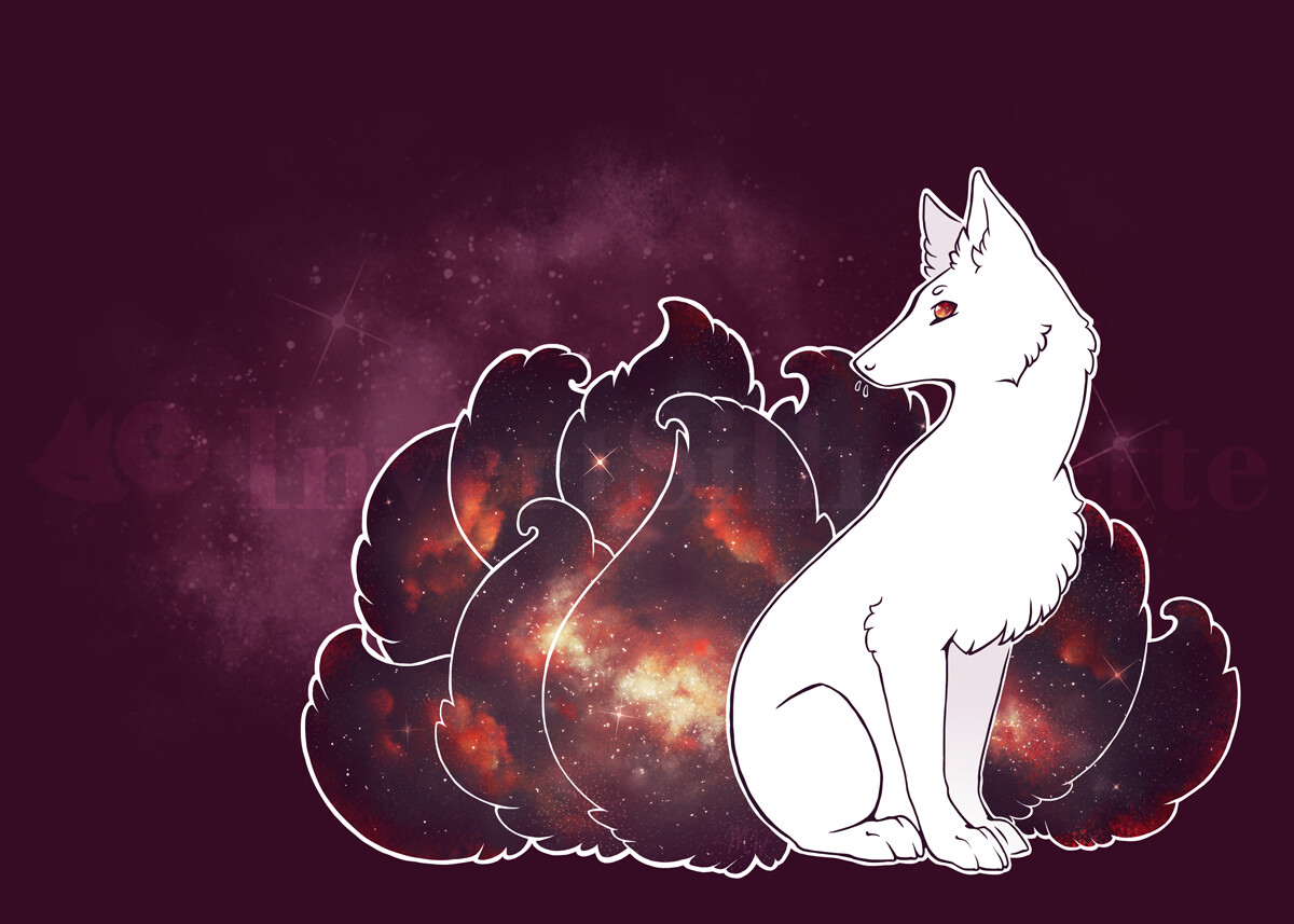 ArtStation - Nine Tails of Space Clouds - Galaxy Kitsune
