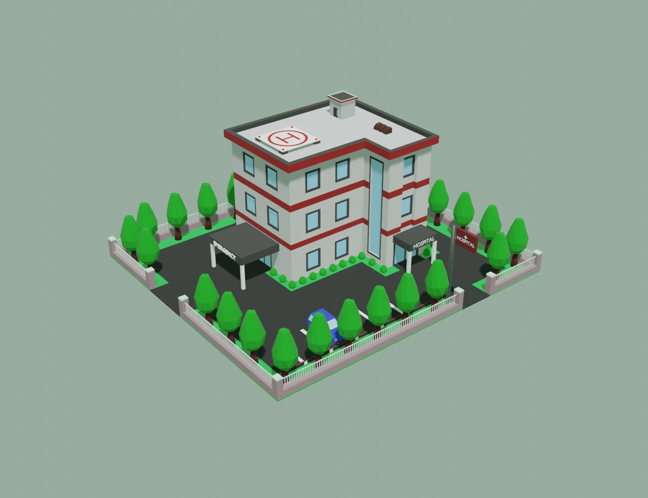 ArtStation - 3D Low Poly Hospital