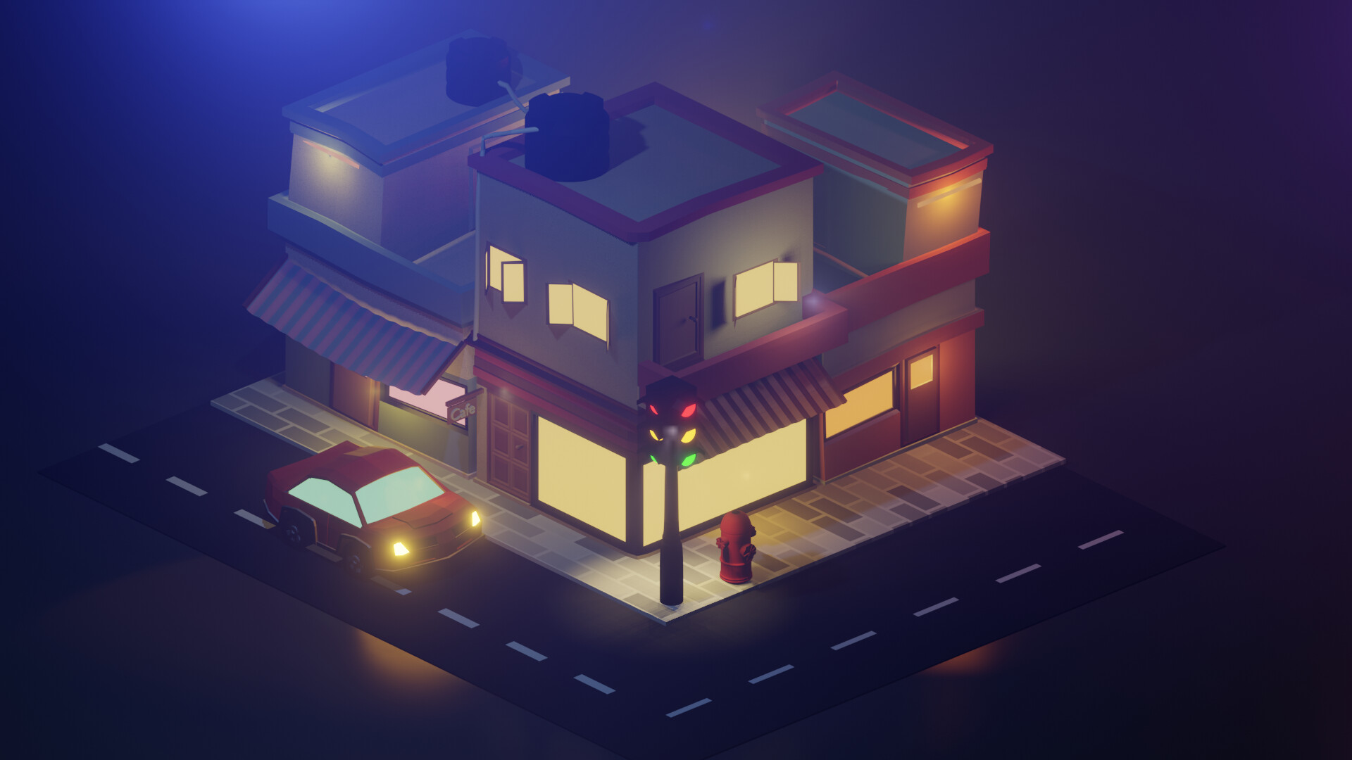 ArtStation - Low poly street corner
