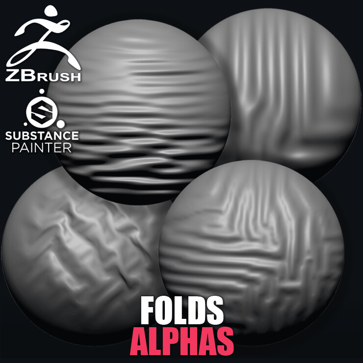 ArtStation - Compressed Folds Alphas Vol.1 (ZBRush, Substance, 2K, PSD)