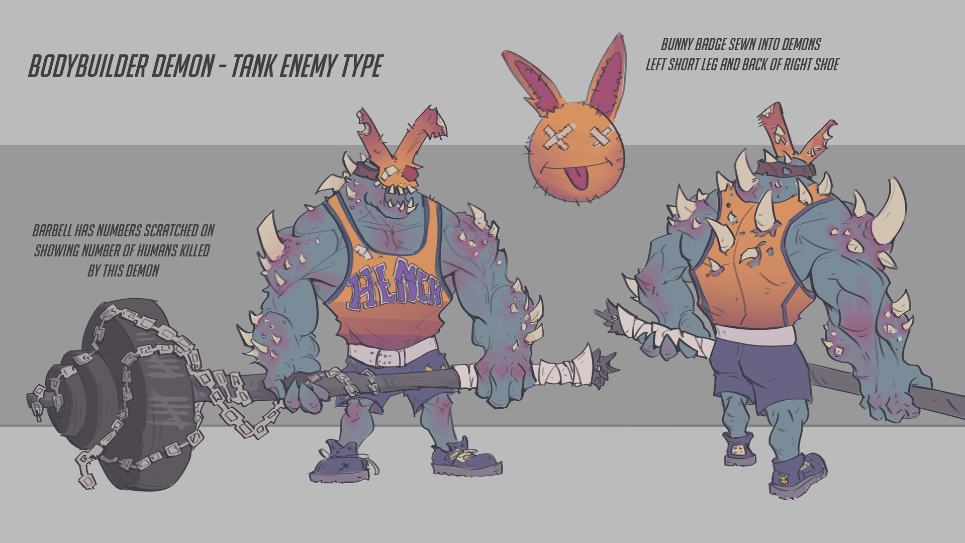 ArtStation - Hells Bells! - Bodybuilder demon enemy design